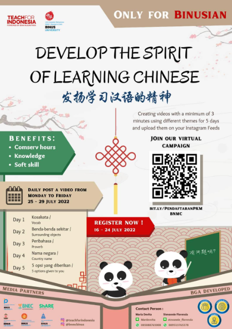 VIRTUAL CAMPAIGN “DEVELOP THE SPIRIT OF LEARNING CHINESE” – BINA ...